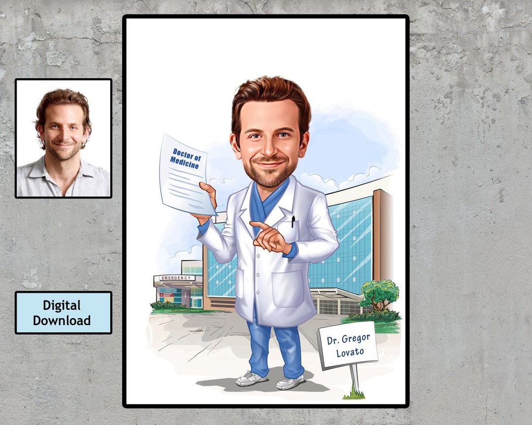 Custom Doctor Caricature Portrait, Personalized Gift (digital Download ...