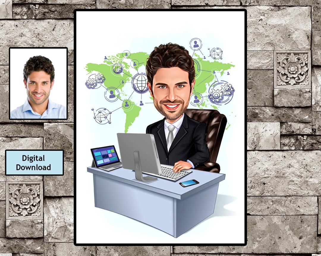 Custom Boss Caricature From Photo, Boss Gift for Men, Boss Cartoon ...