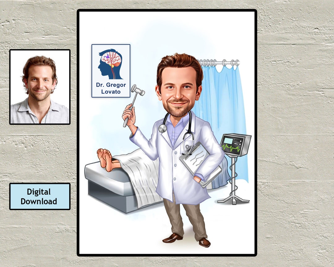 Neurologist Cartoon Gift - Custom Caricature Portrait From Your Photo ...