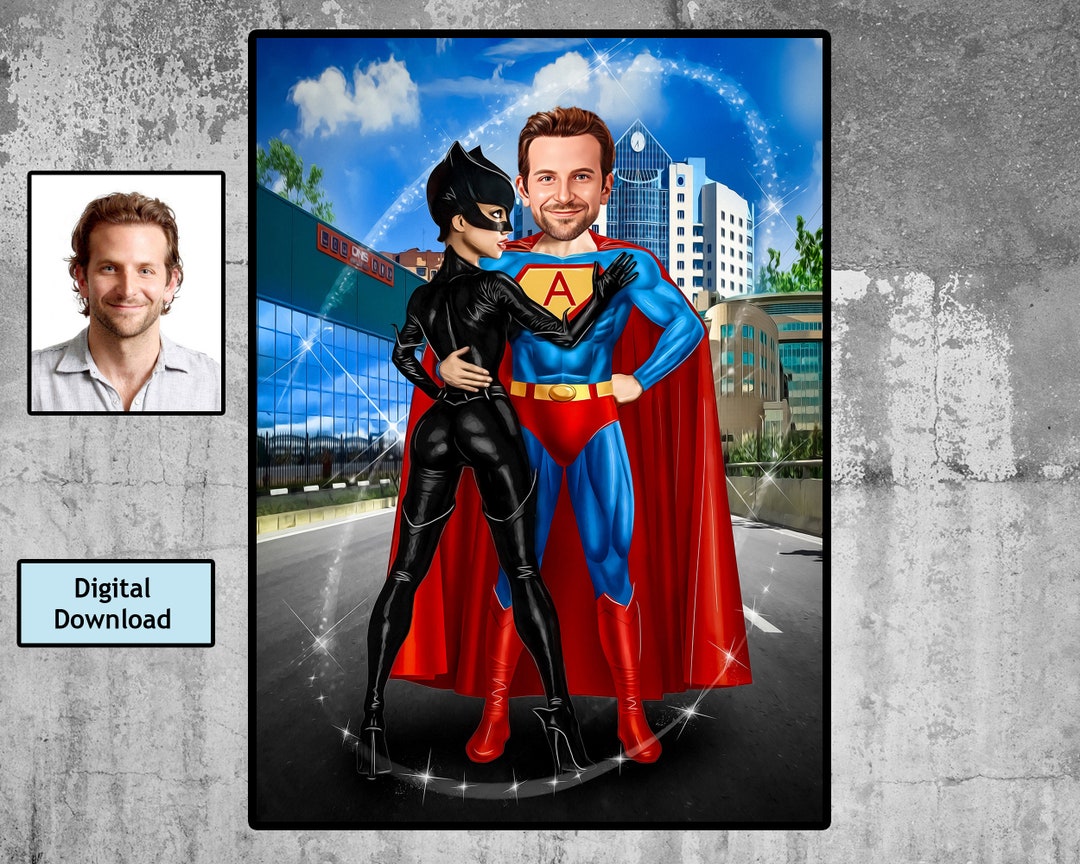 Personalized Superhero Portrait, Birthday Gift Idea, Anniversary Gift ...