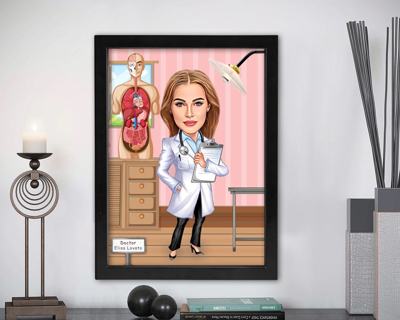 Personalized Female Doctor Caricature Female Doctor Custom - Etsy