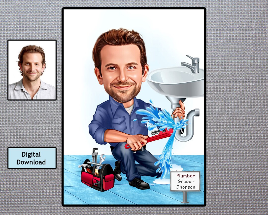 Plumbing Man Caricature,plumber Work Art Design, Plumber Man, Plumber ...