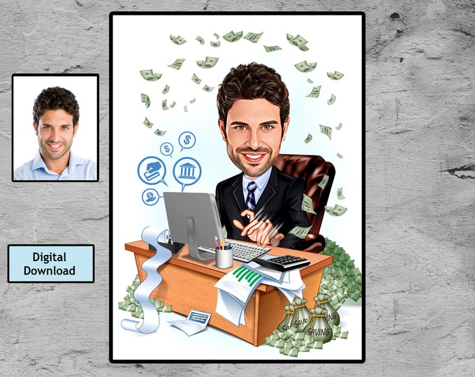 Financial Auditor Cartoon Portrait | Financial Auditor Gift | Custom ...