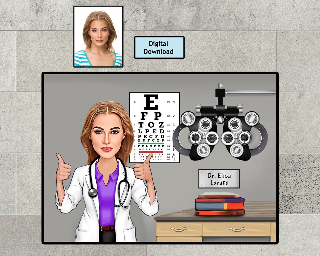 Custom Eye Doctor Portrait: Personalized Caricature Gift (digital ...