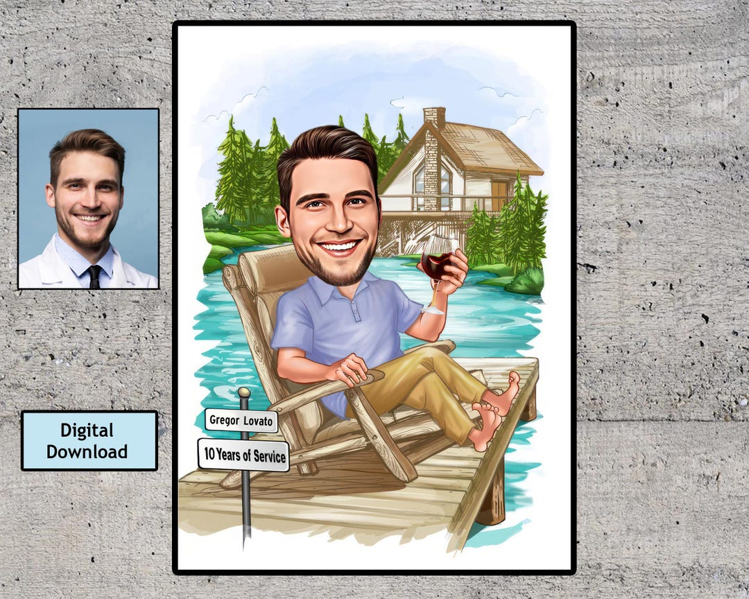 Personalized Retirement Caricature Portrait: Custom Cartoon Drawing ...