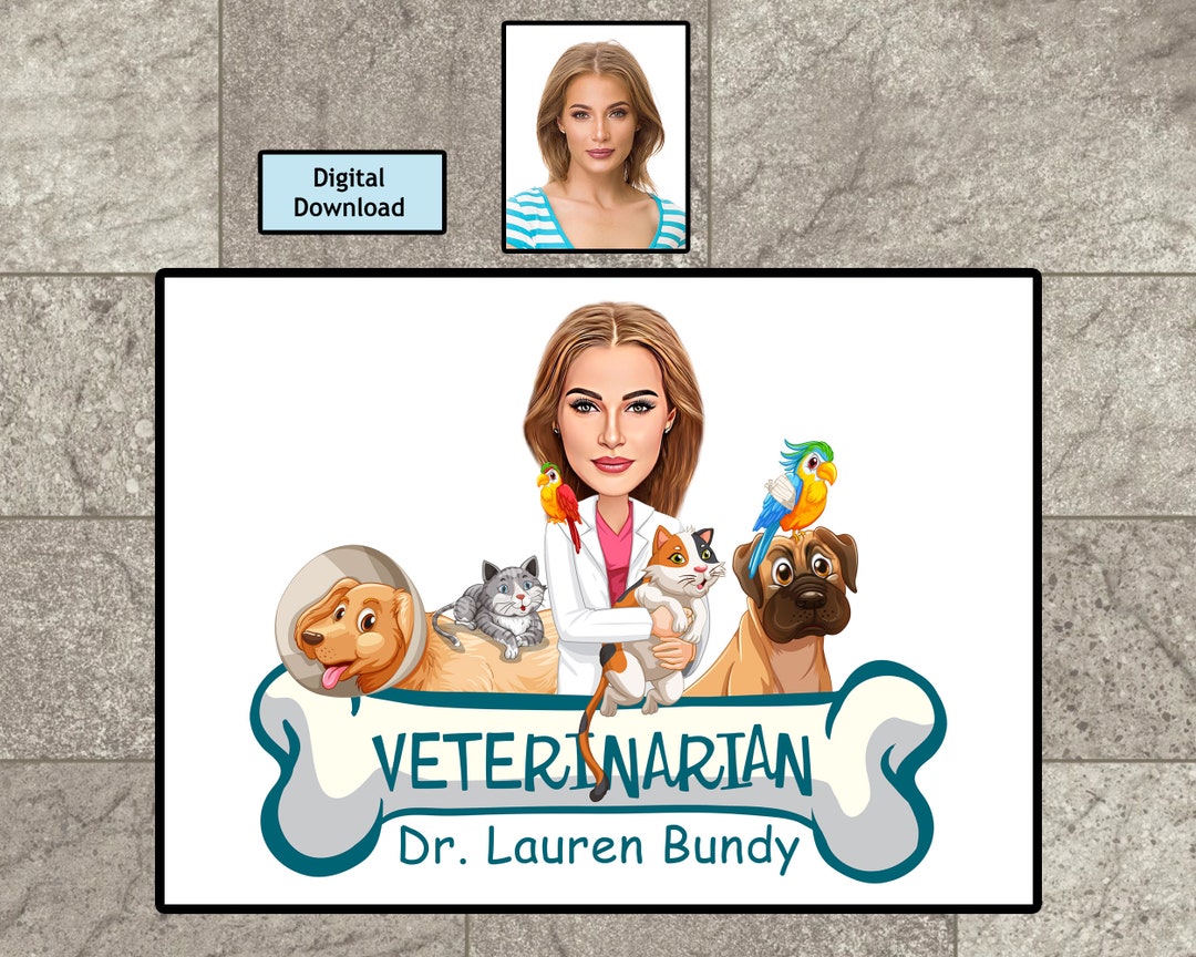 Veterinarian Gift, Vet Caricature From Photo, Veterinarian Cartoon, Pet ...