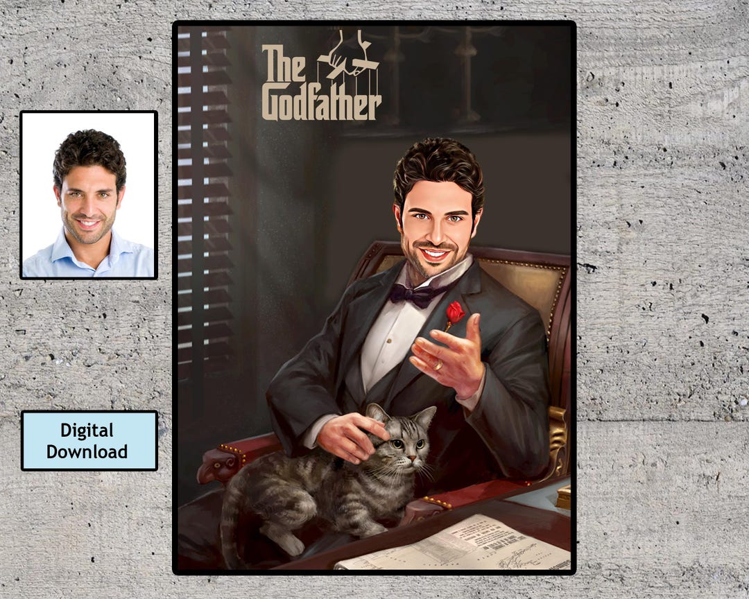 Customized Cartoon the Godfather Birthday Poster the Godfather Theme ...