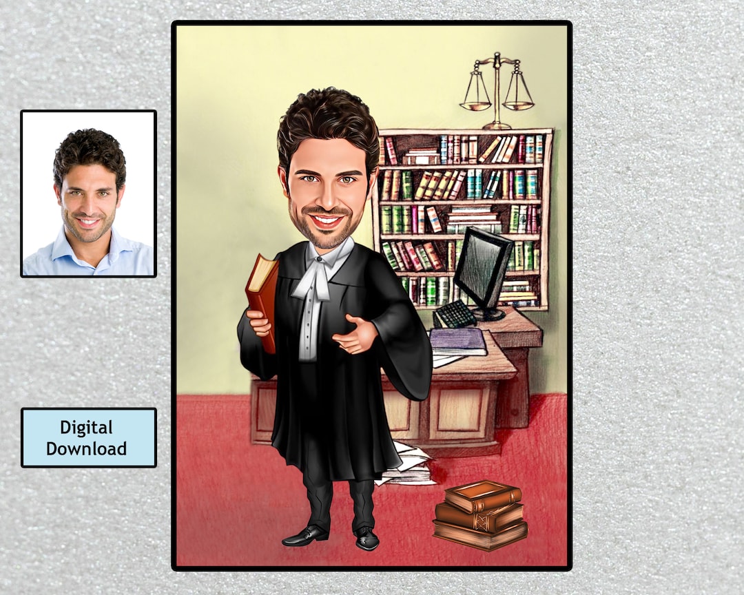 Custom Lawyer Portrait, Personalized Attorney Graduation Gift (digital ...