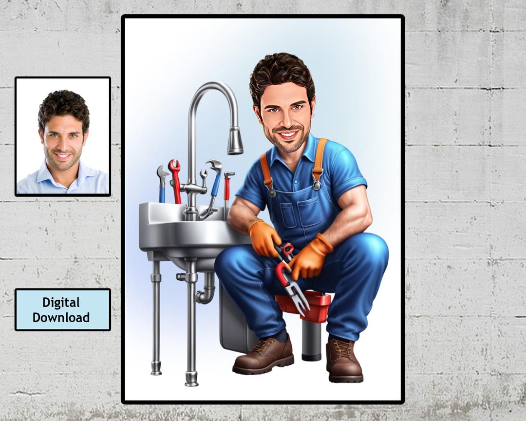 Plumbing Man Caricature,plumber Work Art Design, Plumber Man, Plumber ...