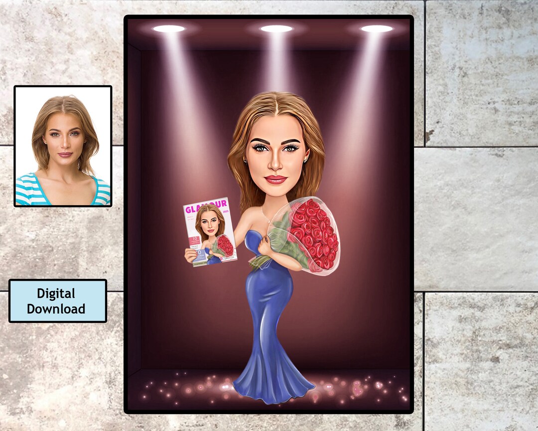 Personalized Cartoon Celebrity Photo Gift, Glamour Girl Caricature ...