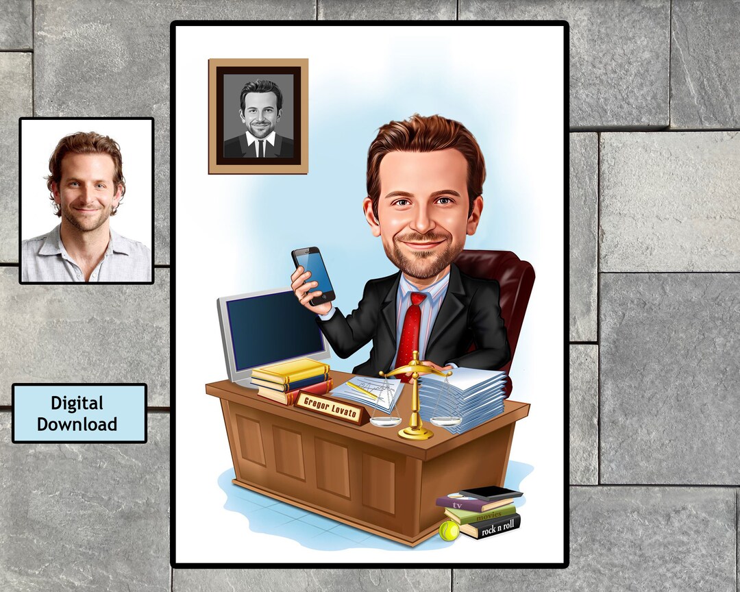 Lawyer Gift for Male, Advocate Gift Personalized Caricature From Photo ...