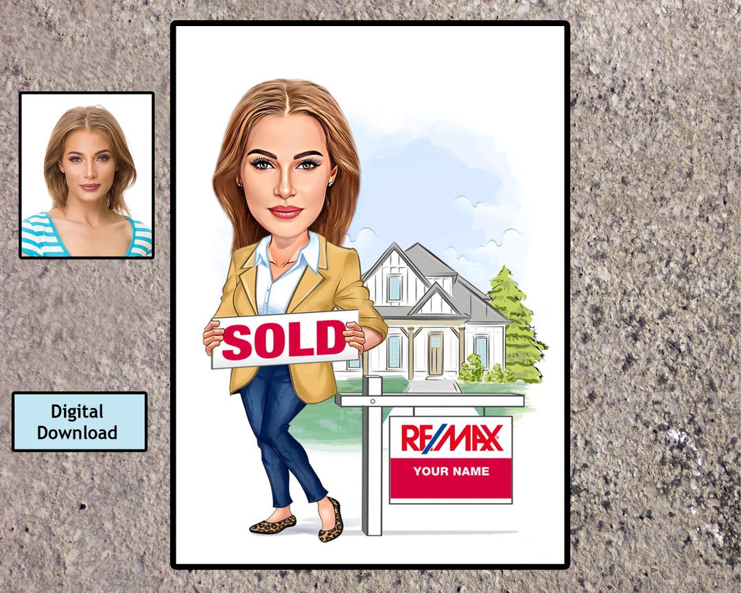 Realtor Cartoon, Realtor Gift, Custom Real Estate Agent Caricature ...