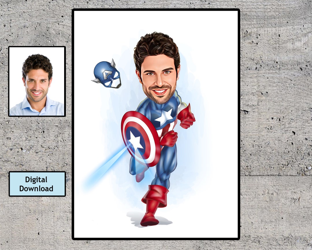 Personalized Superhero Cartoon Portrait, Custom Superhero Caricature ...