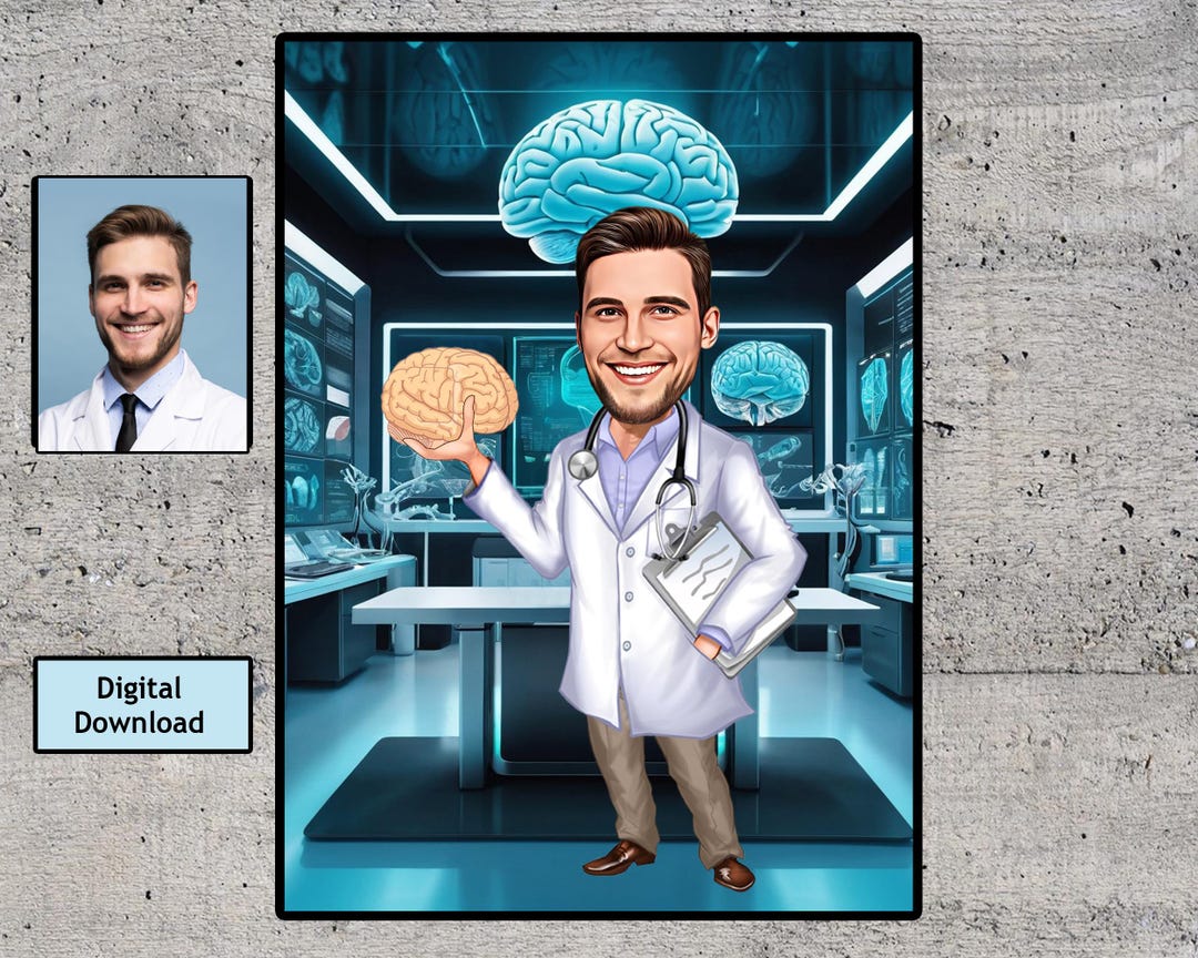 Custom Neurosurgeon Caricature, Brain Surgeon Cartoon, Neurologist ...