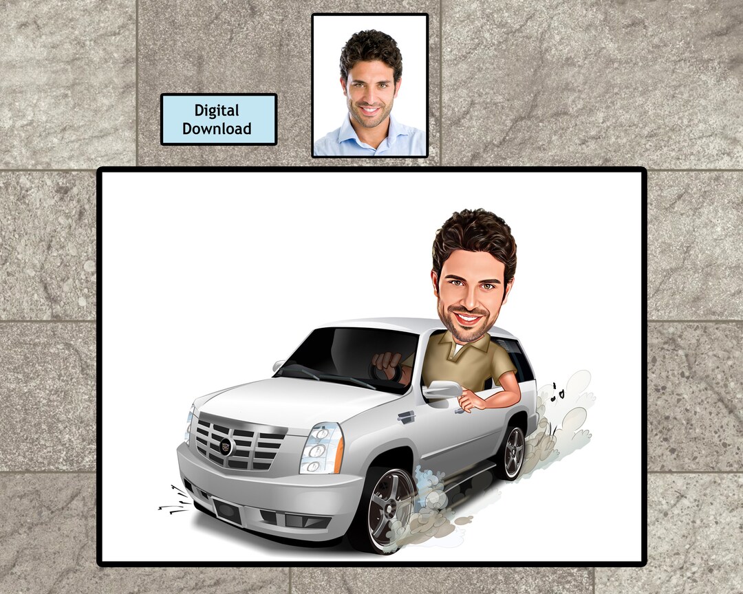 Custom Car Cartoon Portrait: Funny Car Lover Gift (digital Download) - Etsy