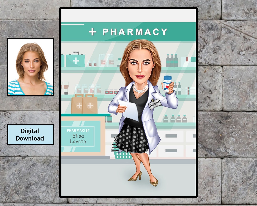 Pharmacist Caricature, Custom Pharmacist Portrait, Pharmacy Assistant ...