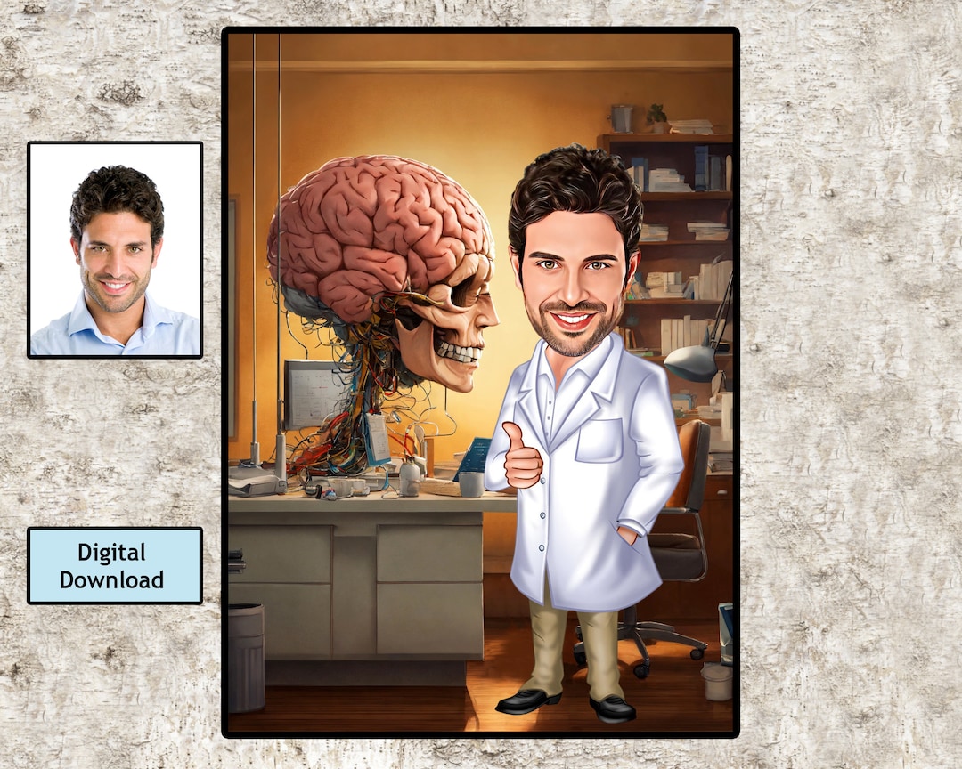 Custom Neurosurgeon Caricature, Brain Surgeon Cartoon, Neurologist ...