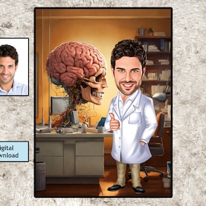 Custom Neurosurgeon Caricature, Brain Surgeon Cartoon, Neurologist ...