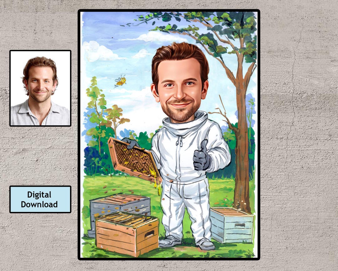 Custom Beekeper, Beekeeper Cartoon Portrait From Photo, Beekeeper ...