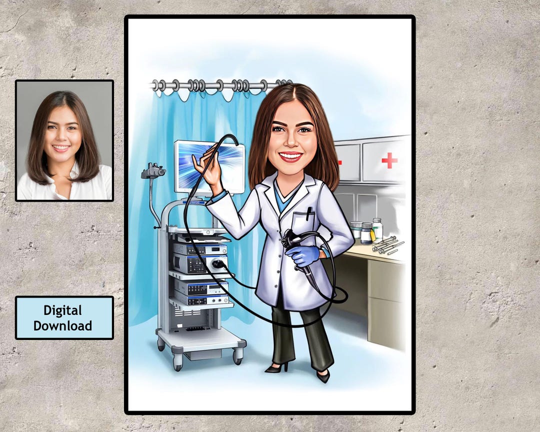 Custom Female Cardiologist Portrait - Heart Doctor Caricature (digital ...