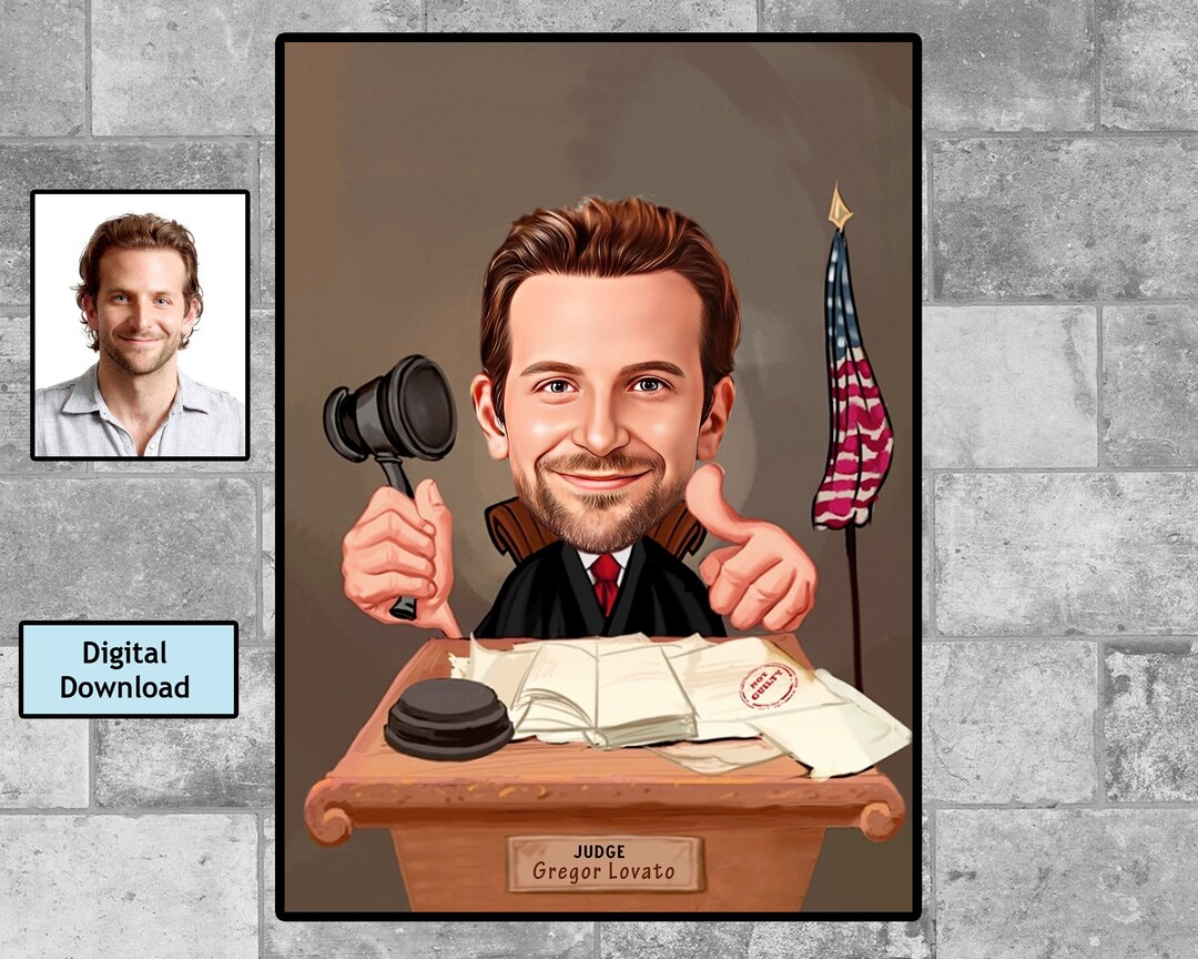 Judge Gift, Cartoon Portrait From Your Photo, Gift for Judge, Judge ...