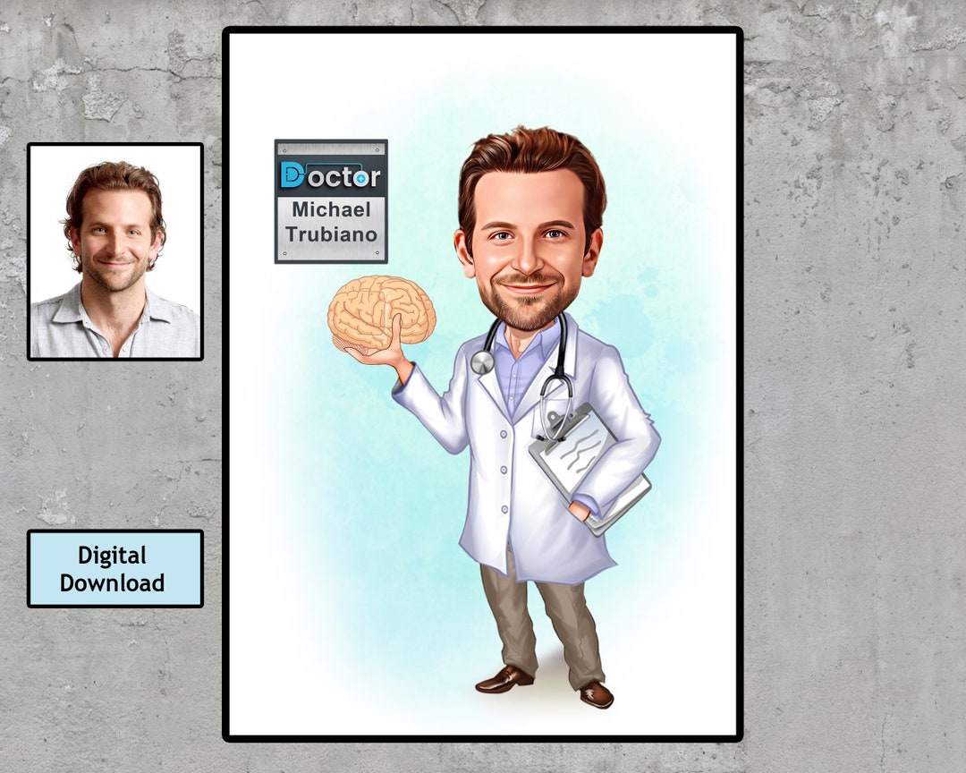 Custom Neurosurgeon Caricature, Brain Surgeon Cartoon, Neurologist ...