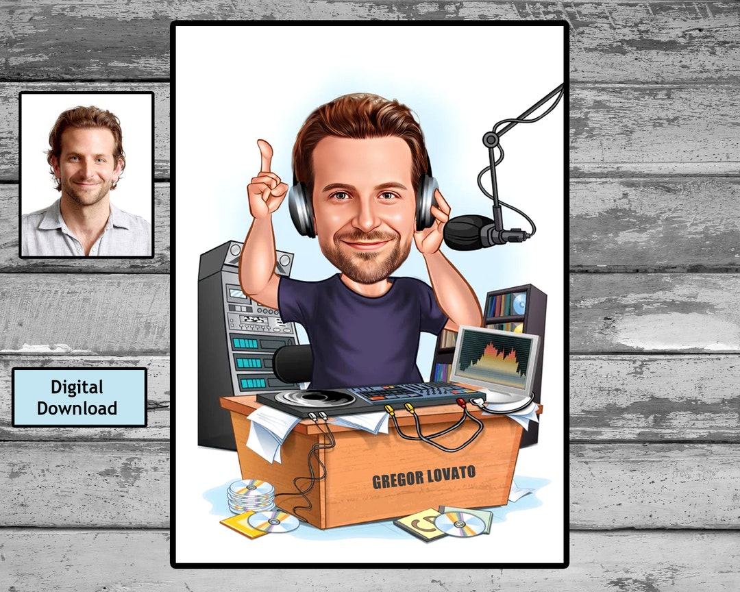 Custom DJ Portrait Gift: Radio Host Caricature (digital Download) - Etsy