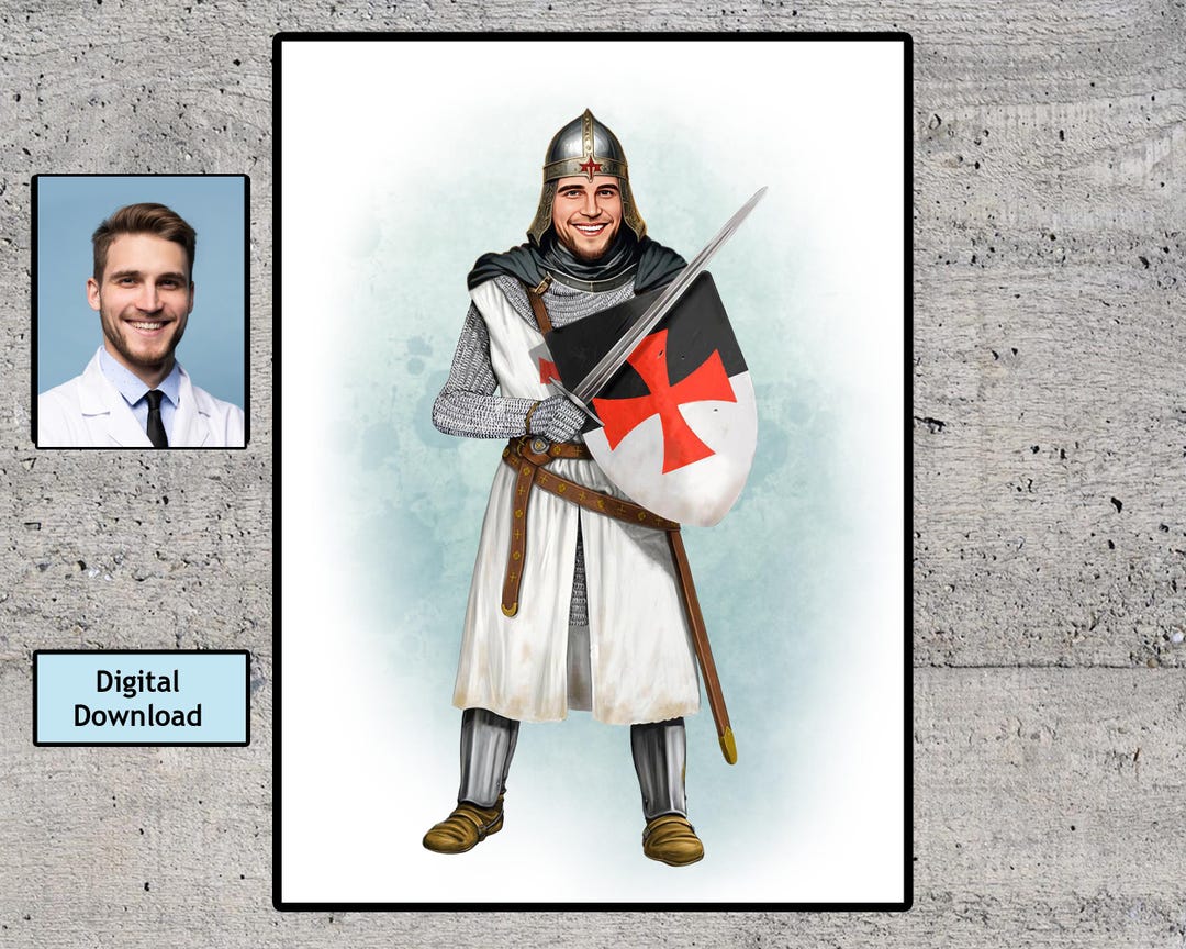 Custom Templar Knight Portrait: Personalized Digital Artwork (A3 ...