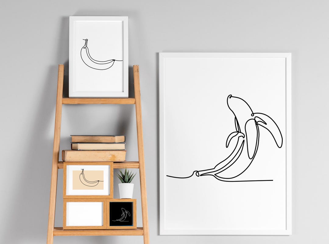 One Line Banana Drawing, Minimalist Sexy Wall Art, Continuous Line Art ...
