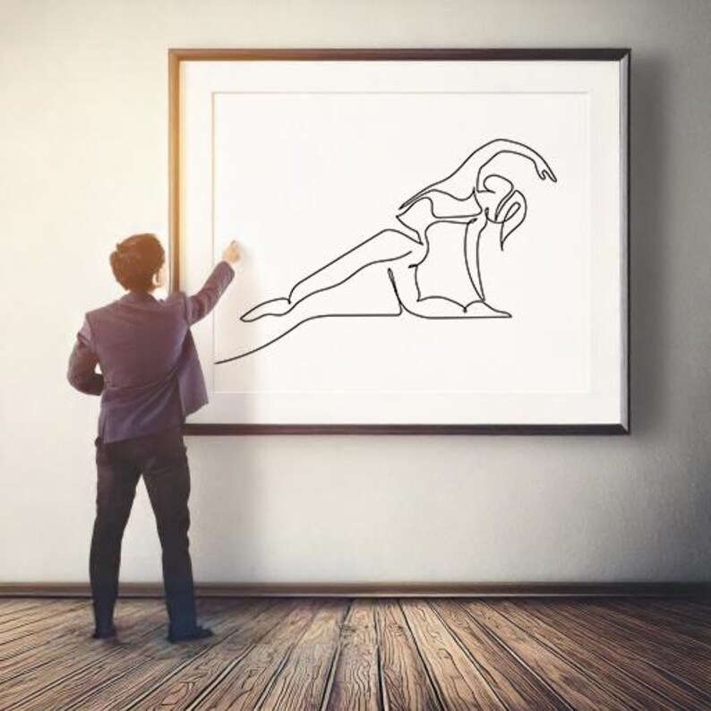 One Line Continuous Drawing - Yoga Pose Art Print - Minimalist Wall ...