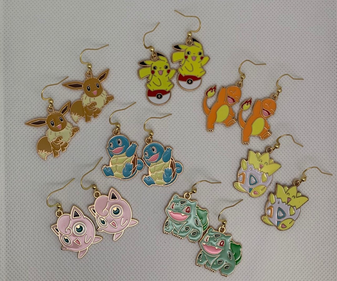 7 Pairs Pokémon Earringa With 18K Gold Plated Stainless Steel Earring ...