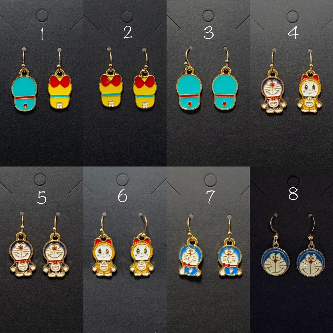 Doraemon & Dorami Inspired Earrings With 18K Gold Plated Stainless ...