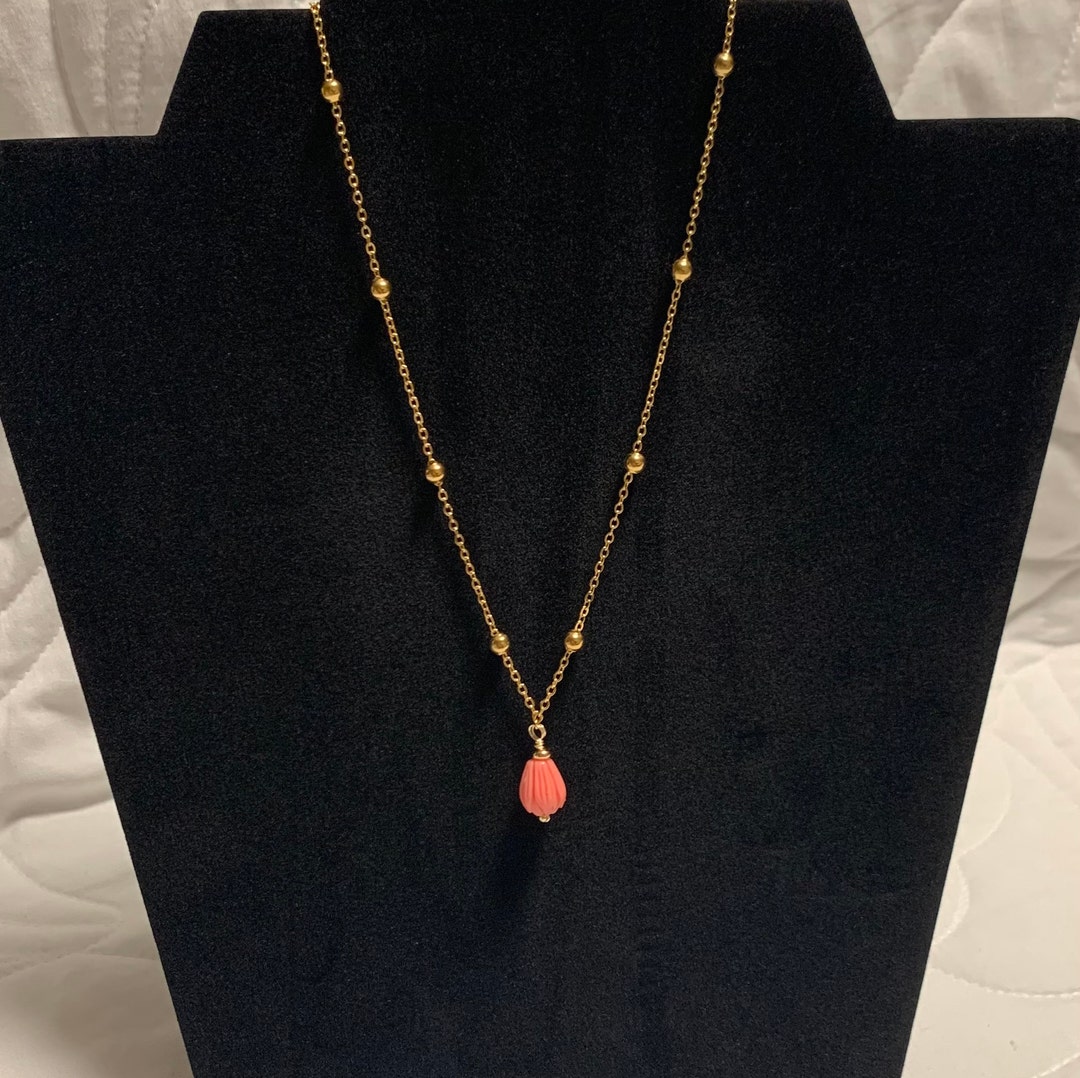 Pink Pikake With 18K GP Stainless Steel Chain - Etsy