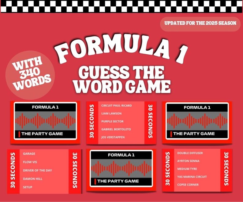 Formula 1 Game | Formula 1 Watch Party | Guess the F1 Word | F1 Gift ...