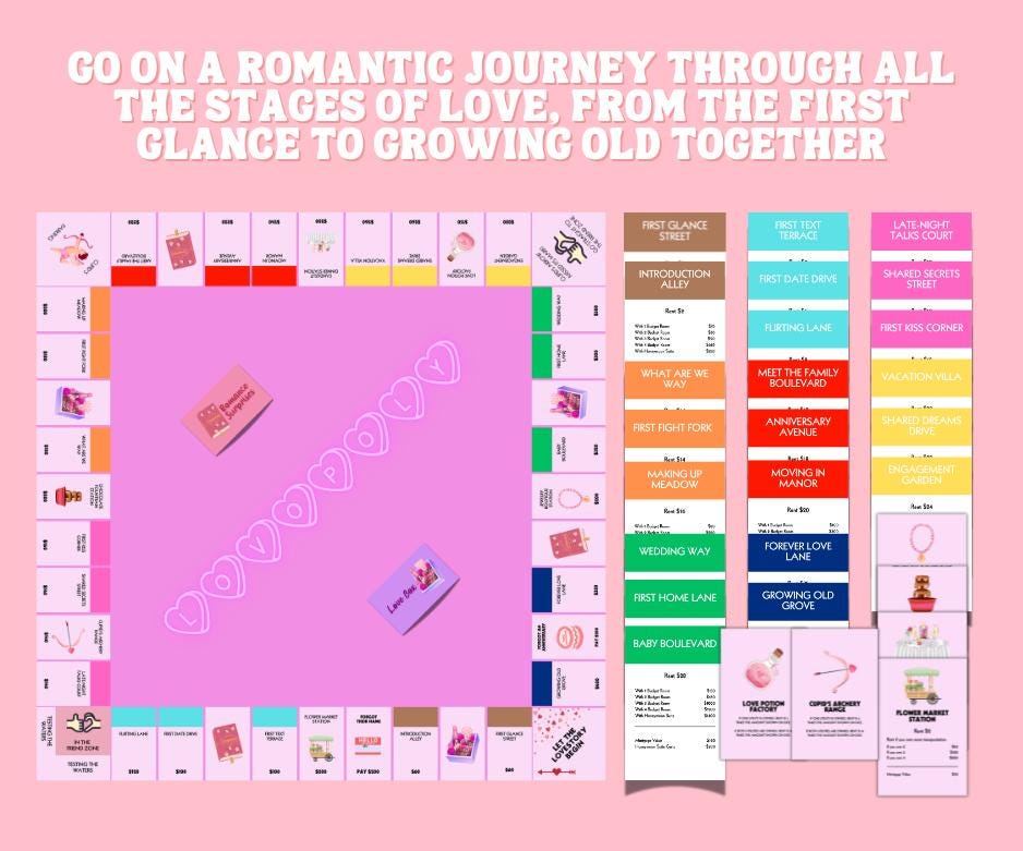 Lovopoly | Valentine's Day Monopoly | Valentine's Day Game | Galentine ...