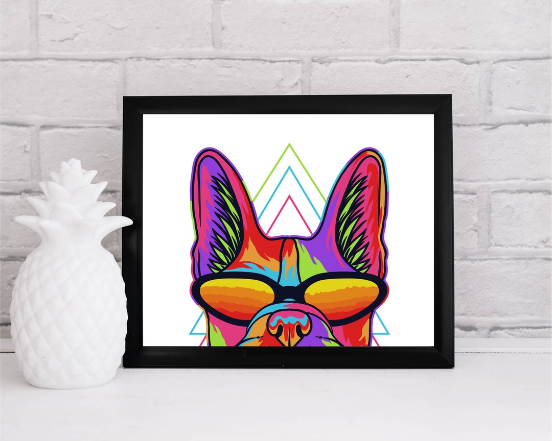 Technicolor Dog Digital Art - Home Decor - Etsy