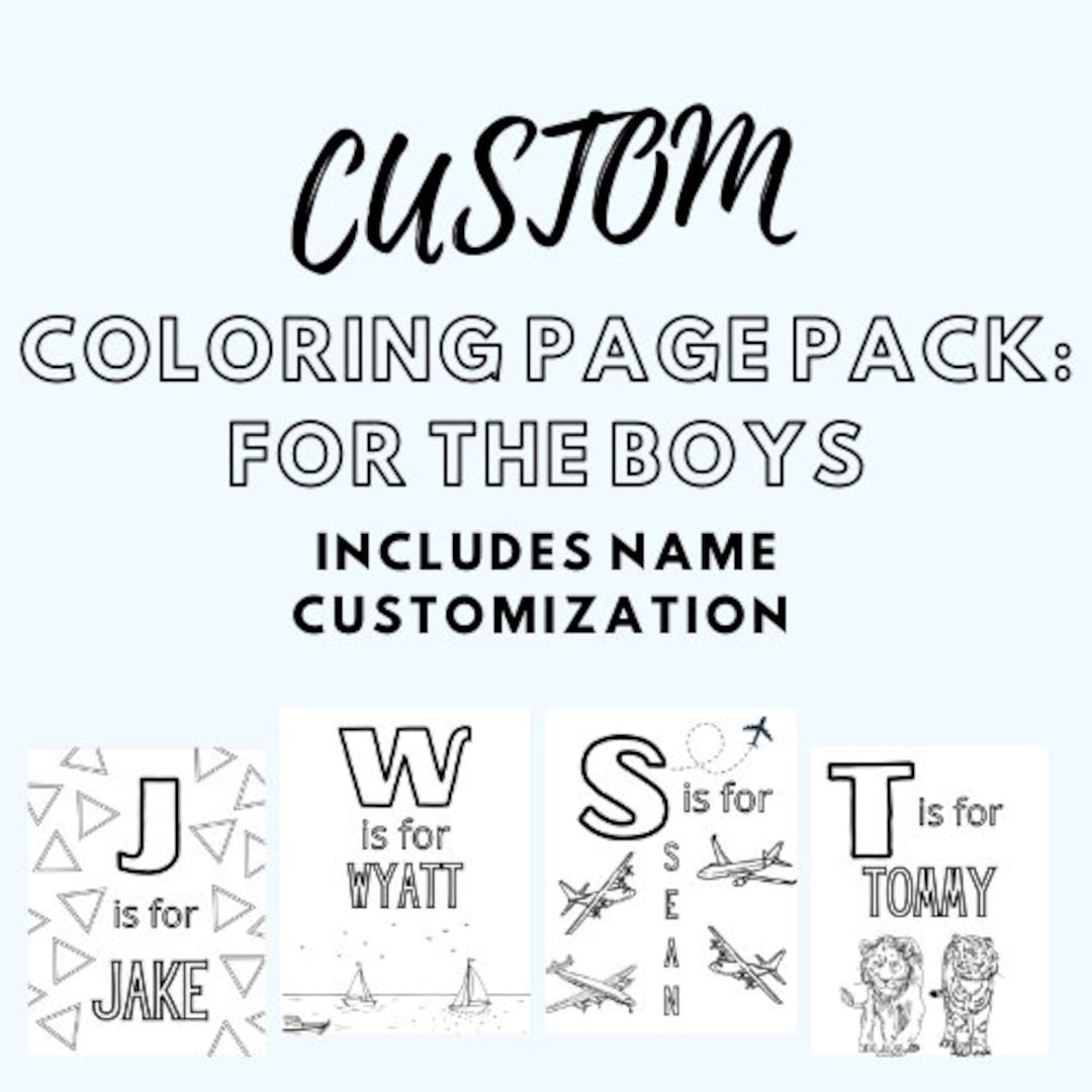 Custom Coloring Page Pack : Assorted for Boys - Etsy