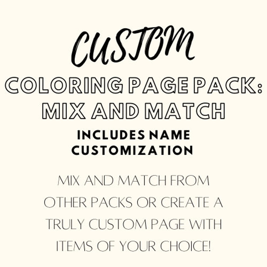Customized Coloring Page Pack: Mix and Match - Etsy