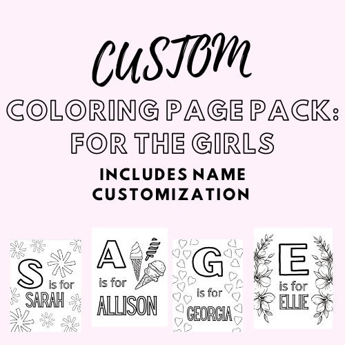 Custom Coloring Page Pack : Assorted for Girls - Etsy
