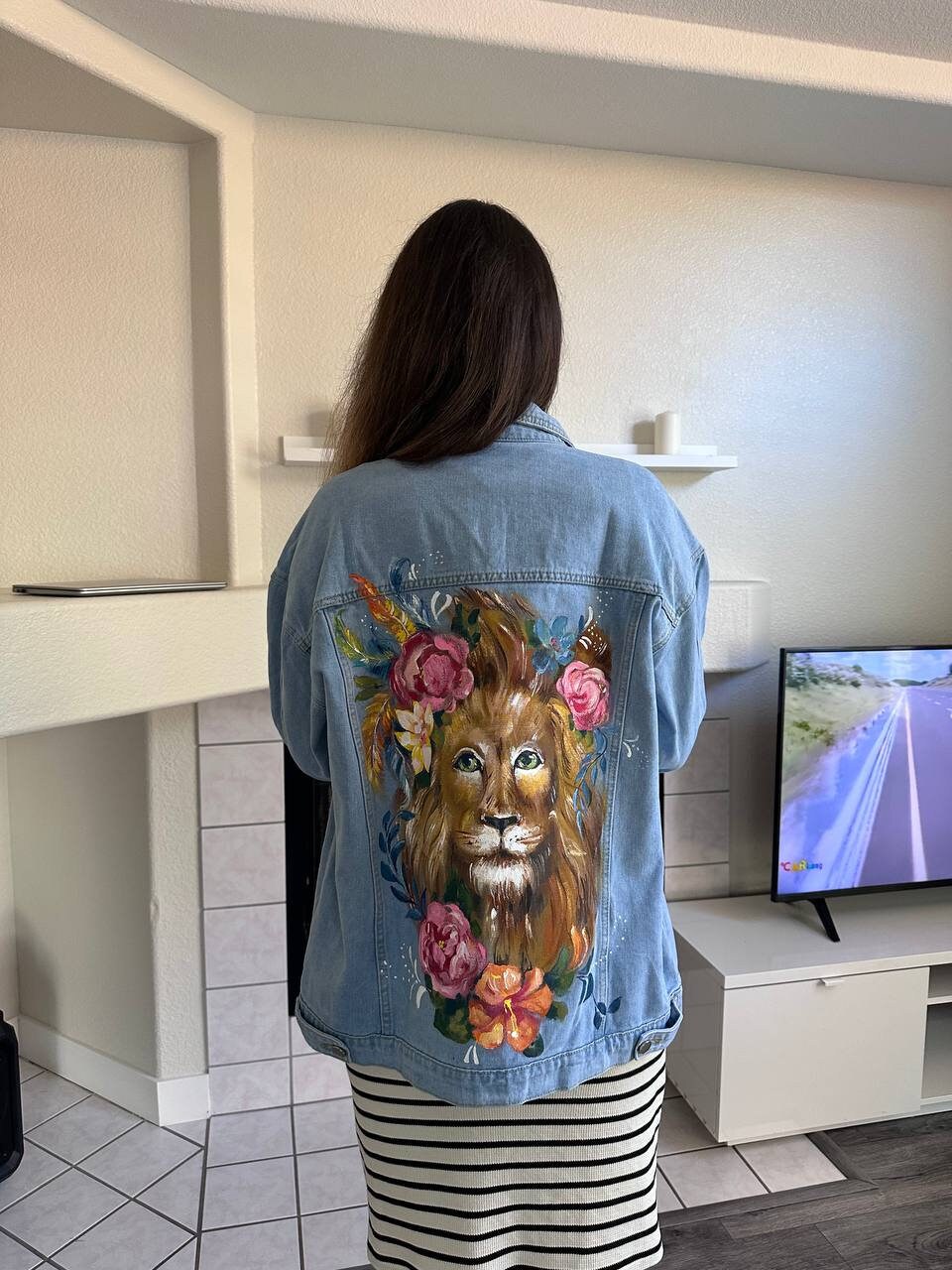 Custom Denim Jacket With Lion, Custom Painted Jacket, Hand Painted ...