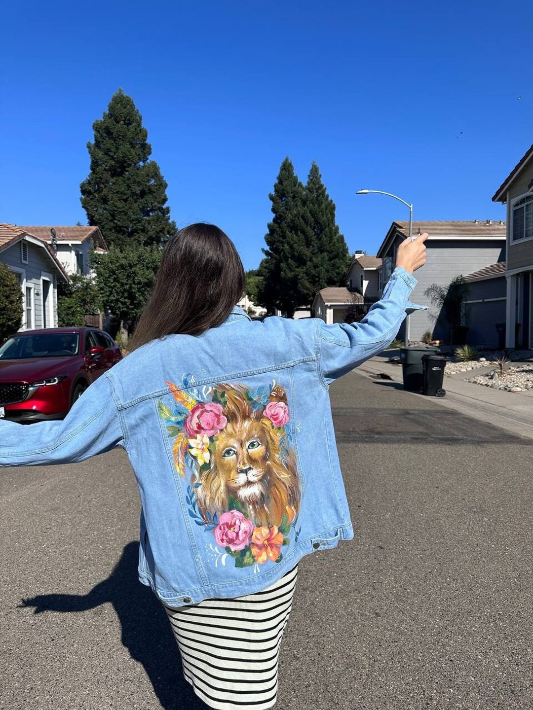Custom Denim Jacket With Lion, Custom Painted Jacket, Hand Painted ...