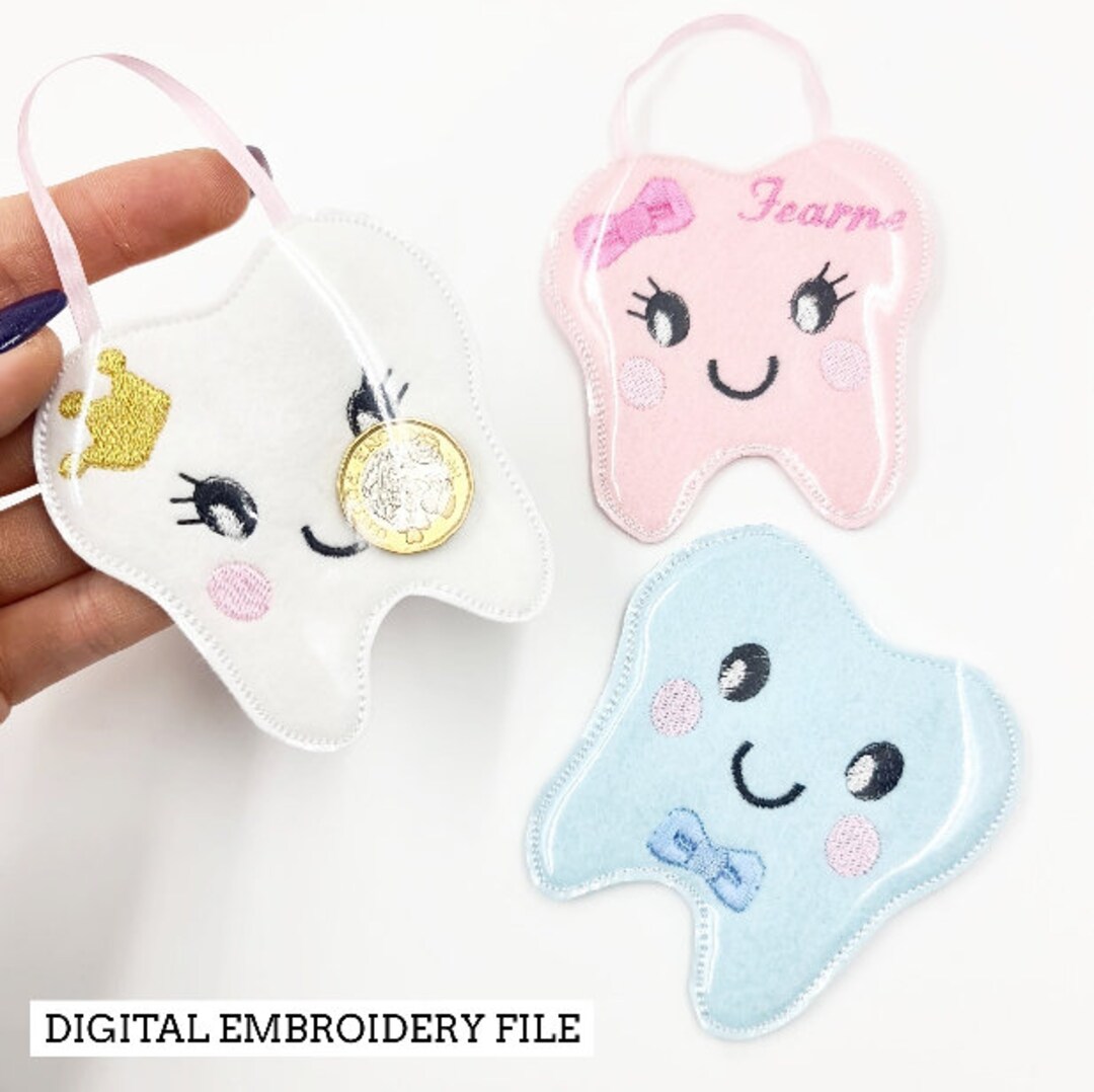 Tooth Fairy Coin Pouch 3 Styles of Tooth Pouch. Digital Embroidery File ...