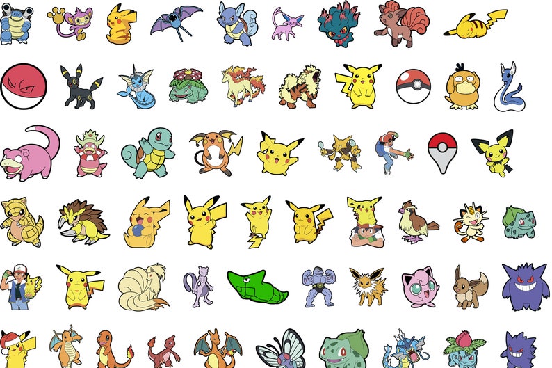 Pokemon Svg Bundle, Cartoon Character Svg Bundle, Mockup Shirt Svg ...