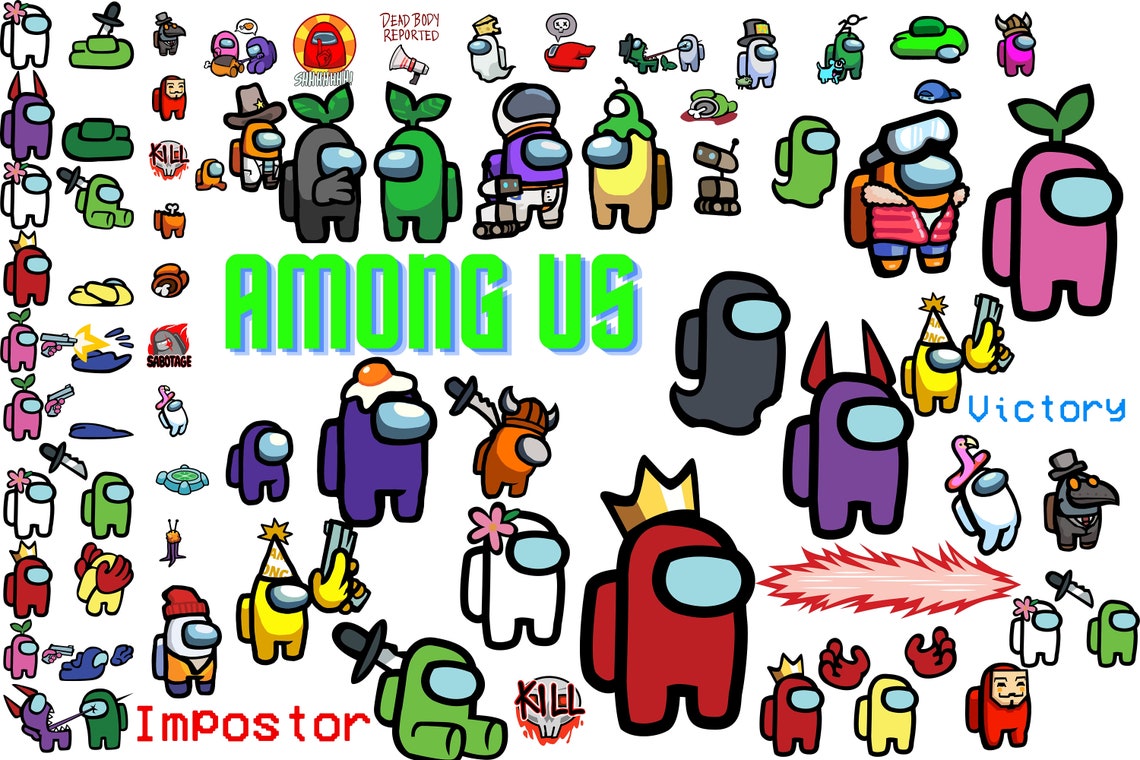 Among Us Svg Bundle, 260+ Design Bundle Layered Items, Clipart, Game ...