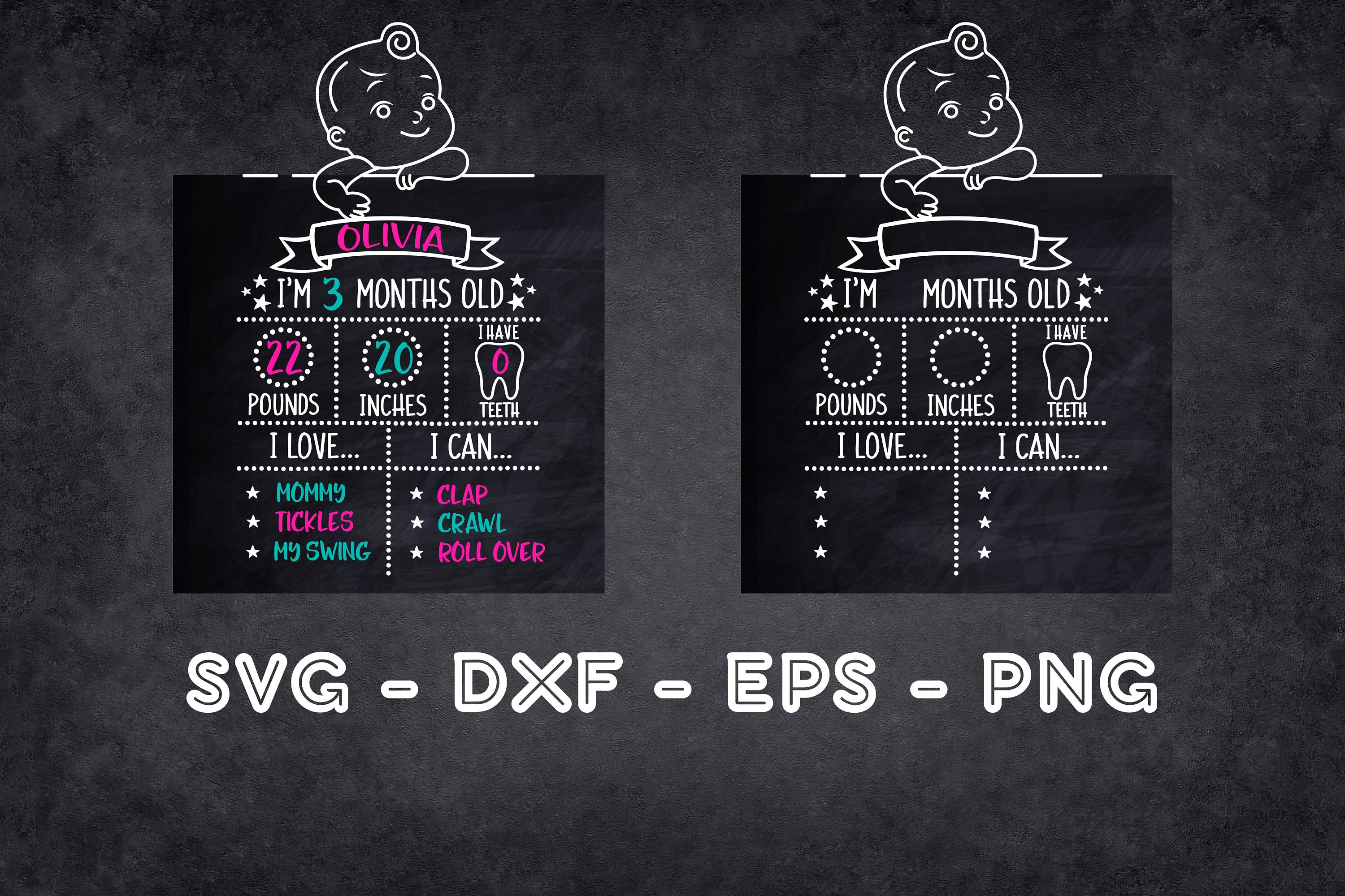 Baby Milestones Chalkboard Svg, Milestone Board Svg, Baby Months Svg ...