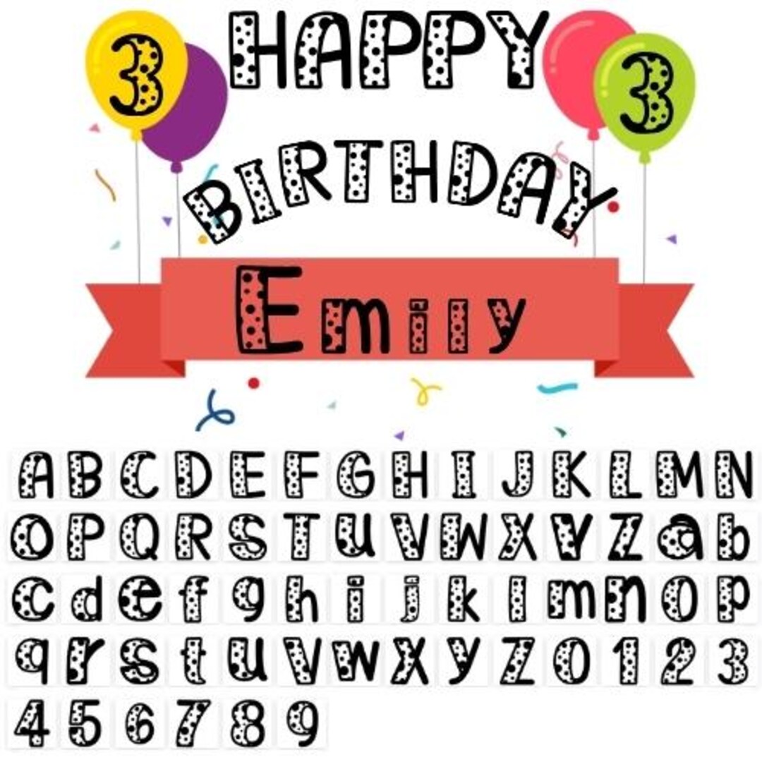 Polka Dot Svg Party Sign, Happy Birthday Font SVG, Birthday Card ...