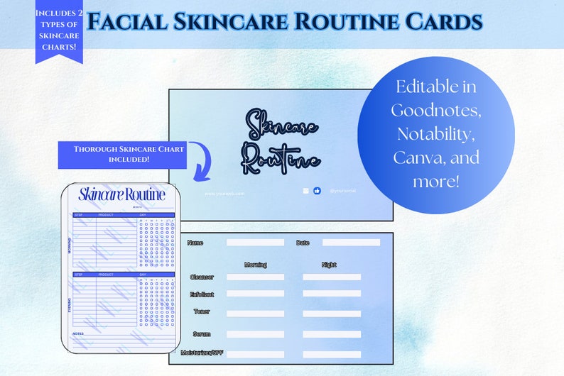 Printable Skincare Routine Cards + Chart Bundle | Skincare for Teens ...