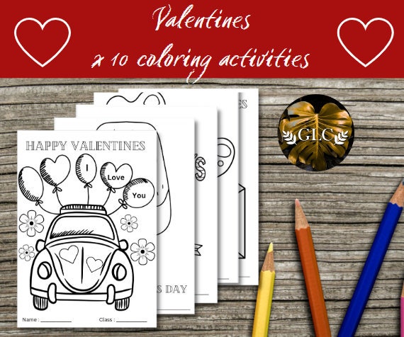 Valentines Coloring Pages, Printable Pages X 10, Creativity for Kids ...