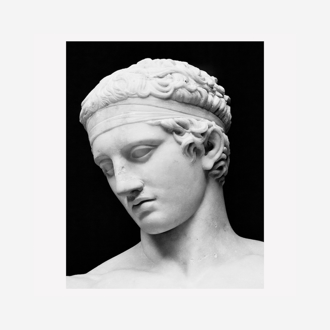 Ancient Greek Marble Statue, Athens, Greece, Black and White, Digital ...