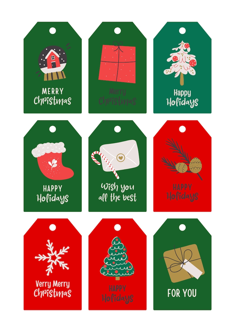 Gift Tags: Red/green Digital Download - Etsy